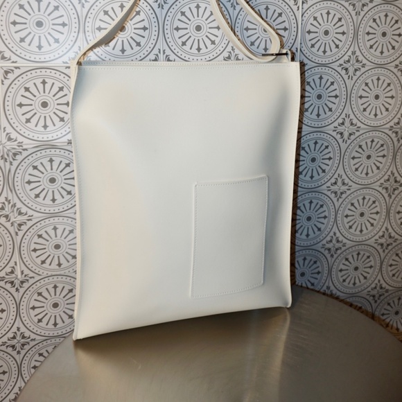 OAK + FORT | Bags | Oak Fort Structured Faux Leather Tote Bag In White ...